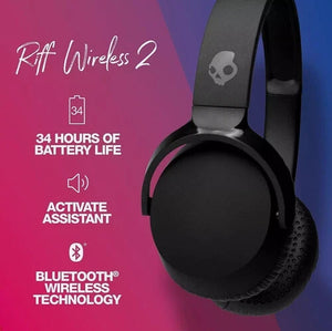 Skullcandy Riff 2 Wireless Headphones 34hr Battery Microphone Bluetoot