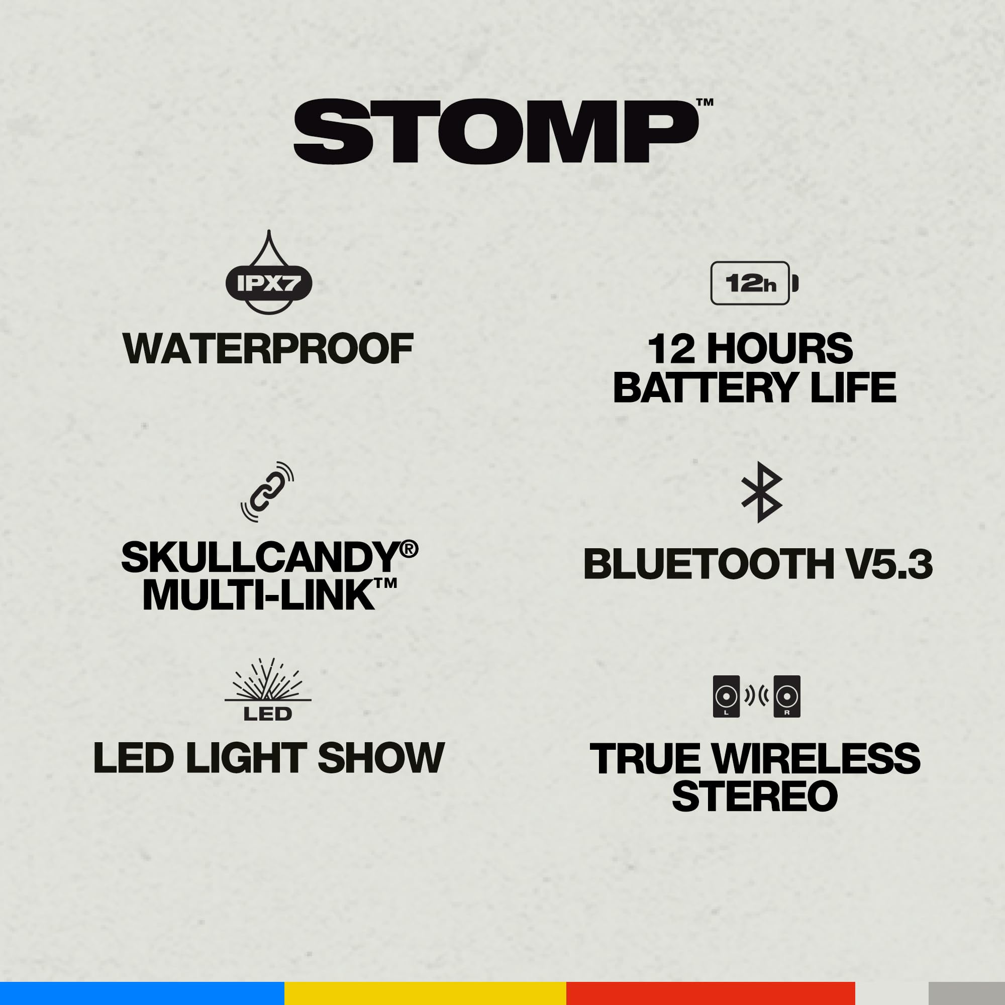 Skullcandy Stomp Wireless Bluetooth Portable Boombox Party Speaker, IP